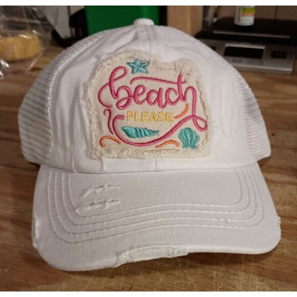 Accessories | Beach Please Ball Cap Distressed Ball Cap Beach Hats ...